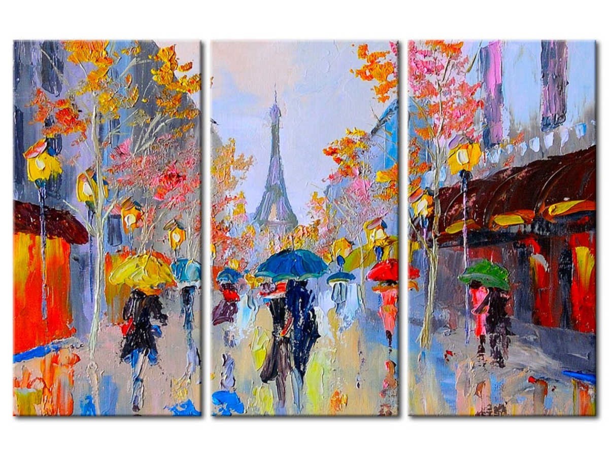 Tableau Premium Paris sous la pluie | 120 x 80 cm | Artgeist