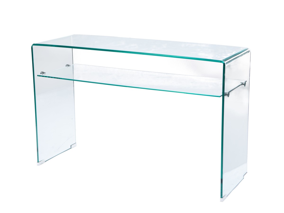 Console moderne en verre transparent bords ronds | Amadeus